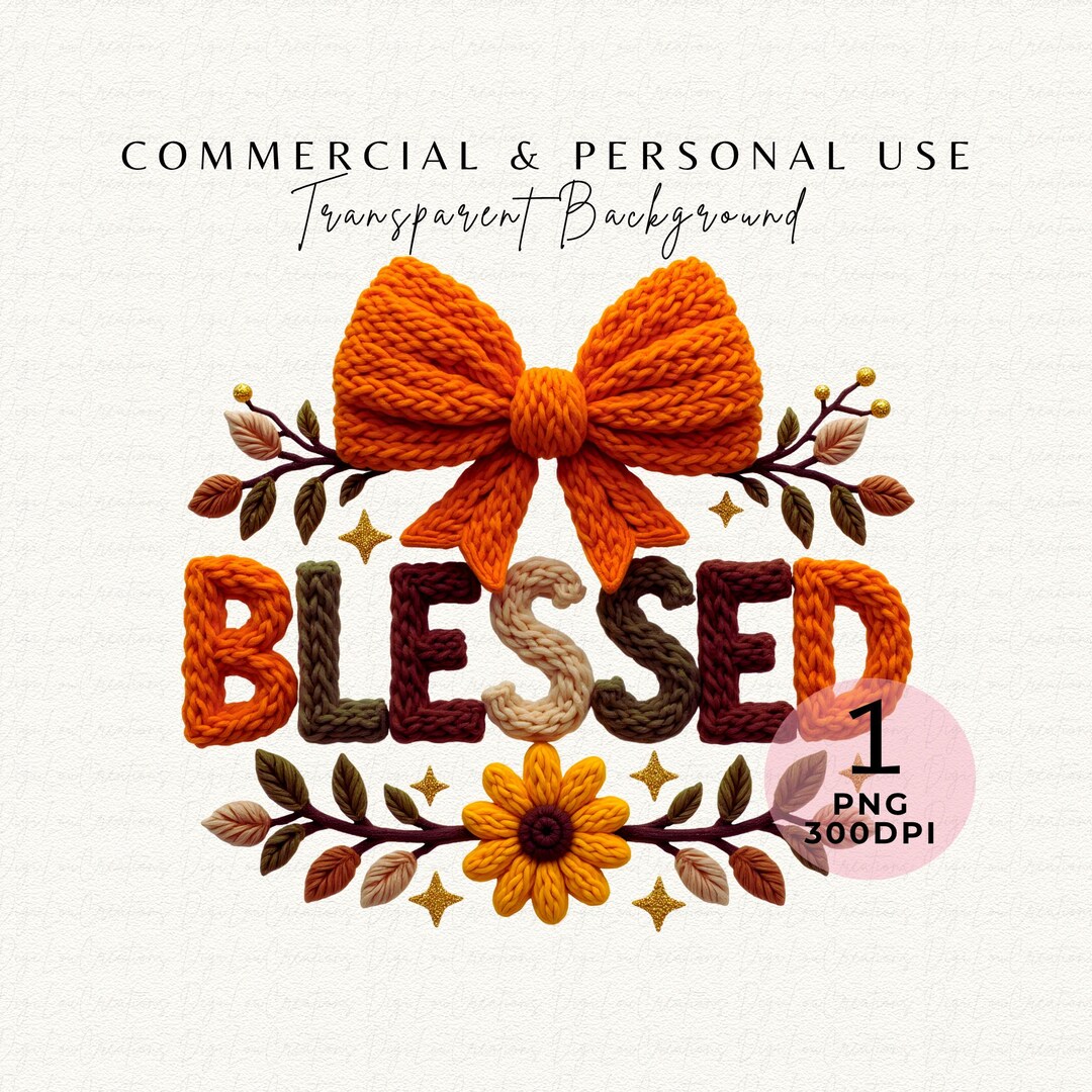 Crochet Blessed Coquette Bow Thanksgiving Preppy Fall Vibes Retro ...