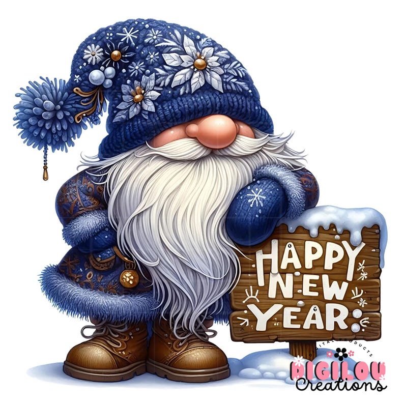 Watercolor Winter Gnome New Year Clipart 10 High-quality 300 DPI Jpegs ...