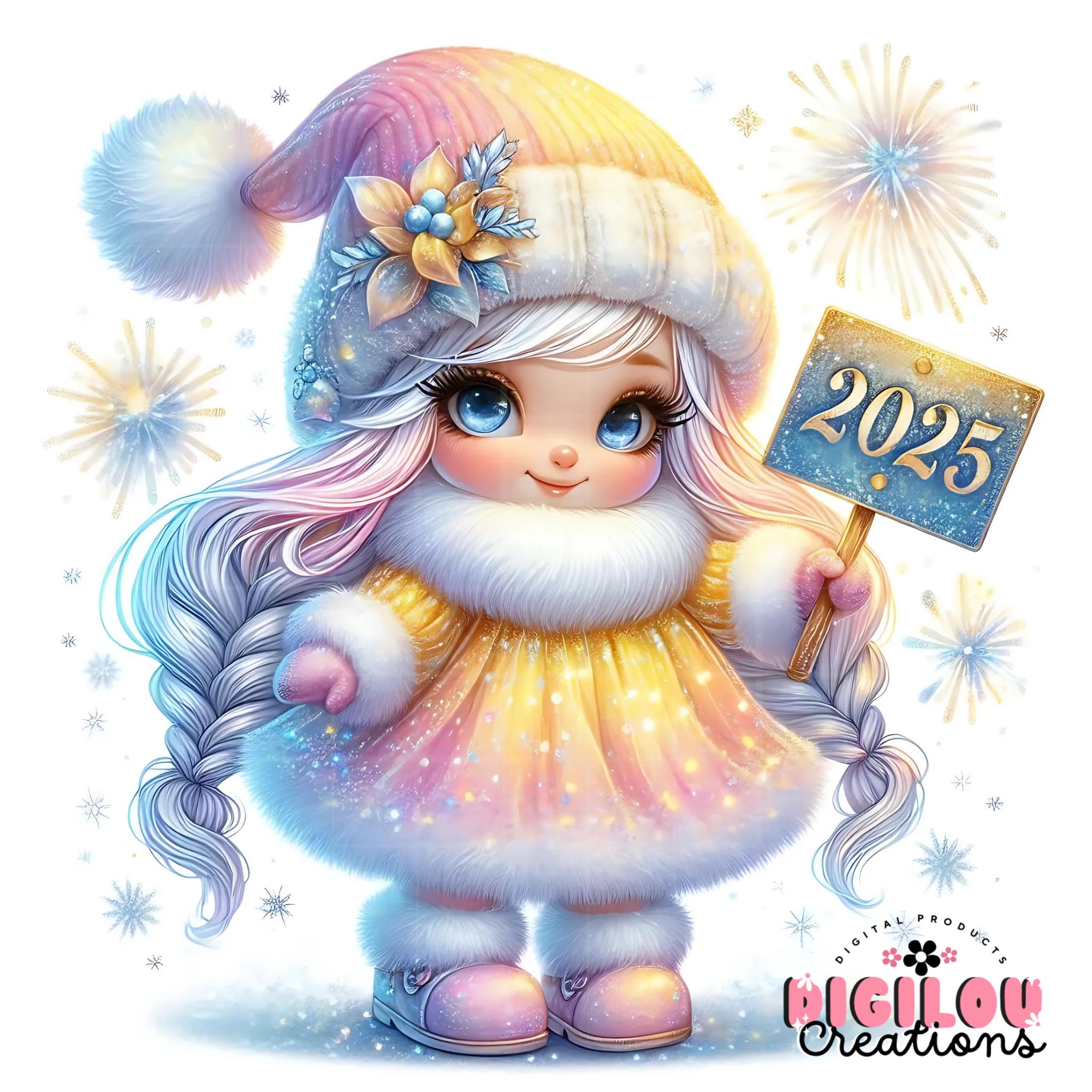 Gnome New Year Clipart 10 High-quality 300 DPI Jpegs Whimsical Winter ...