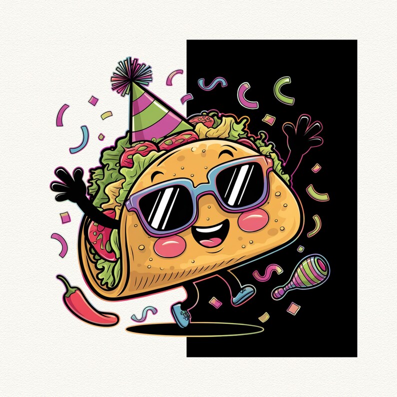 Cinco De Mayo Tacos Party PNG, Funny Mexican Food Clipart, Tacos ...