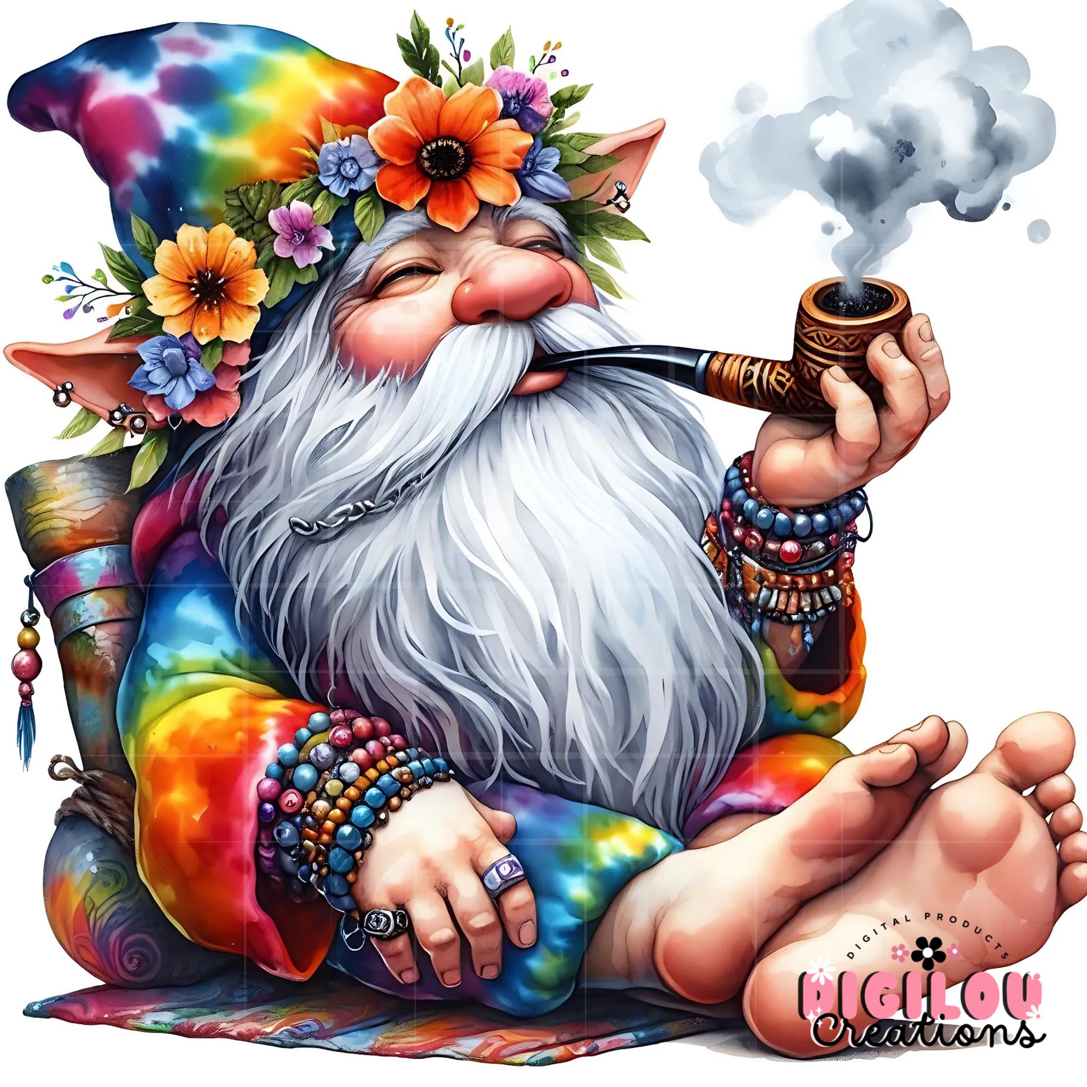 Groovy Hippie Gnome Clipart, 10 High-quality Jpegs, Watercolor Groovy ...
