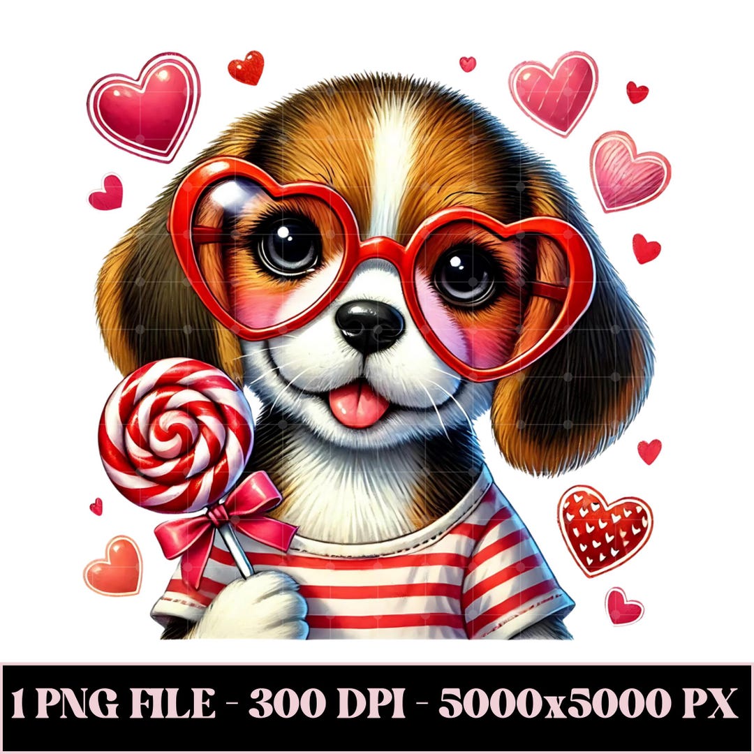 Dog Valentine Beagle Png Cute Beagle Mom Dog With Heart Designs ...