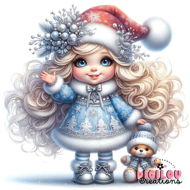 Christmas Winter Gnome Girl Clipart | 10 High-quality 300 DPI Jpegs ...