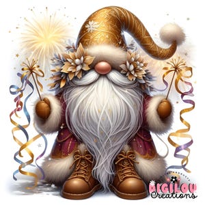 Whimsical New Year Gnome Clipart Set 10 High-quality 300 DPI Jpegs Cute ...