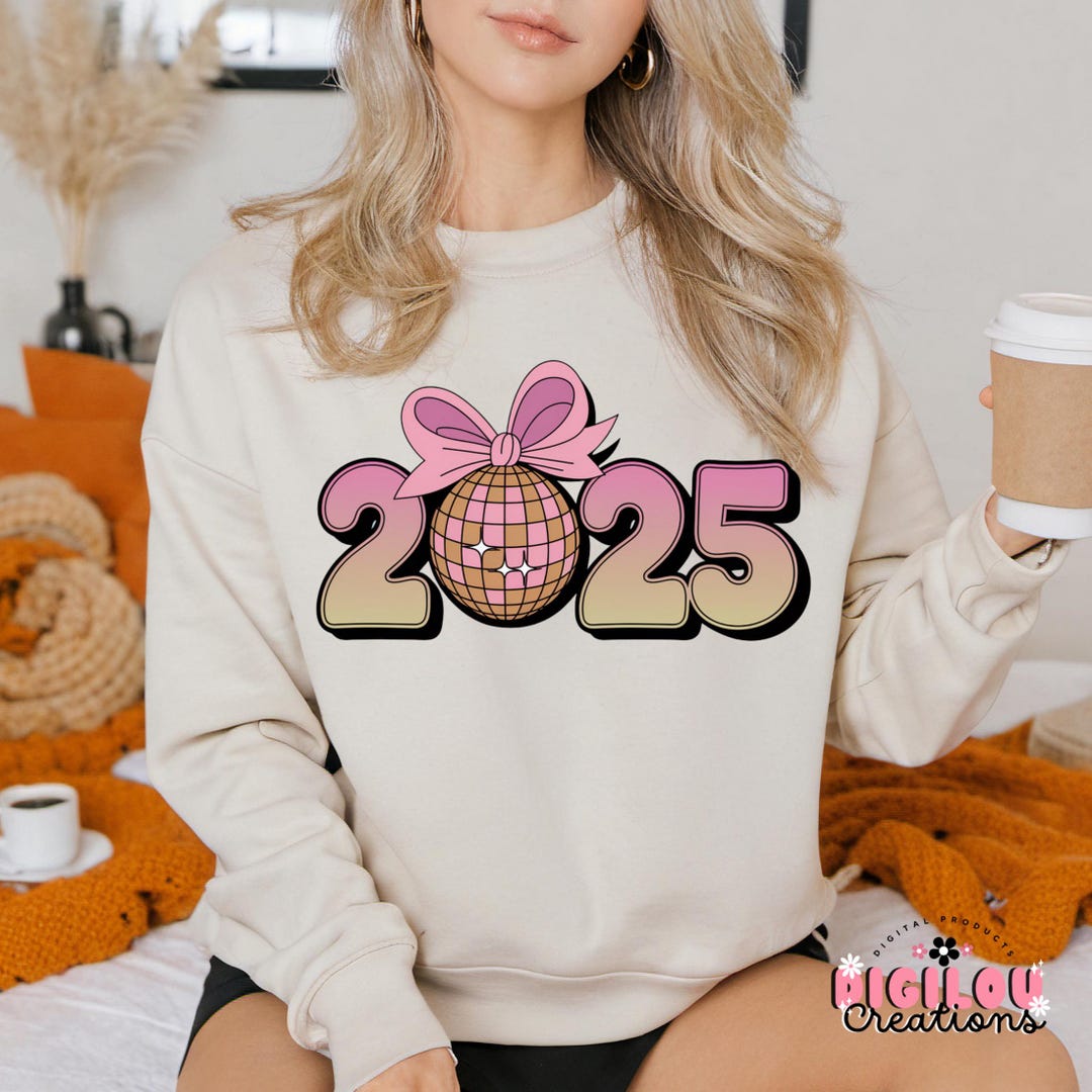 New Year 2025 PNG Clipart | Cute Pink Happy New Year 2025 With Bow ...