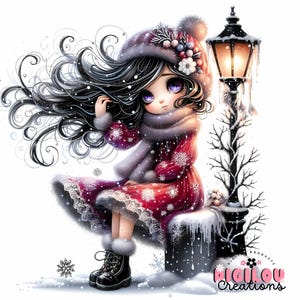 Watercolor Winter Girl Clipart 10 High-quality 300 DPI Jpegs Whimsical ...