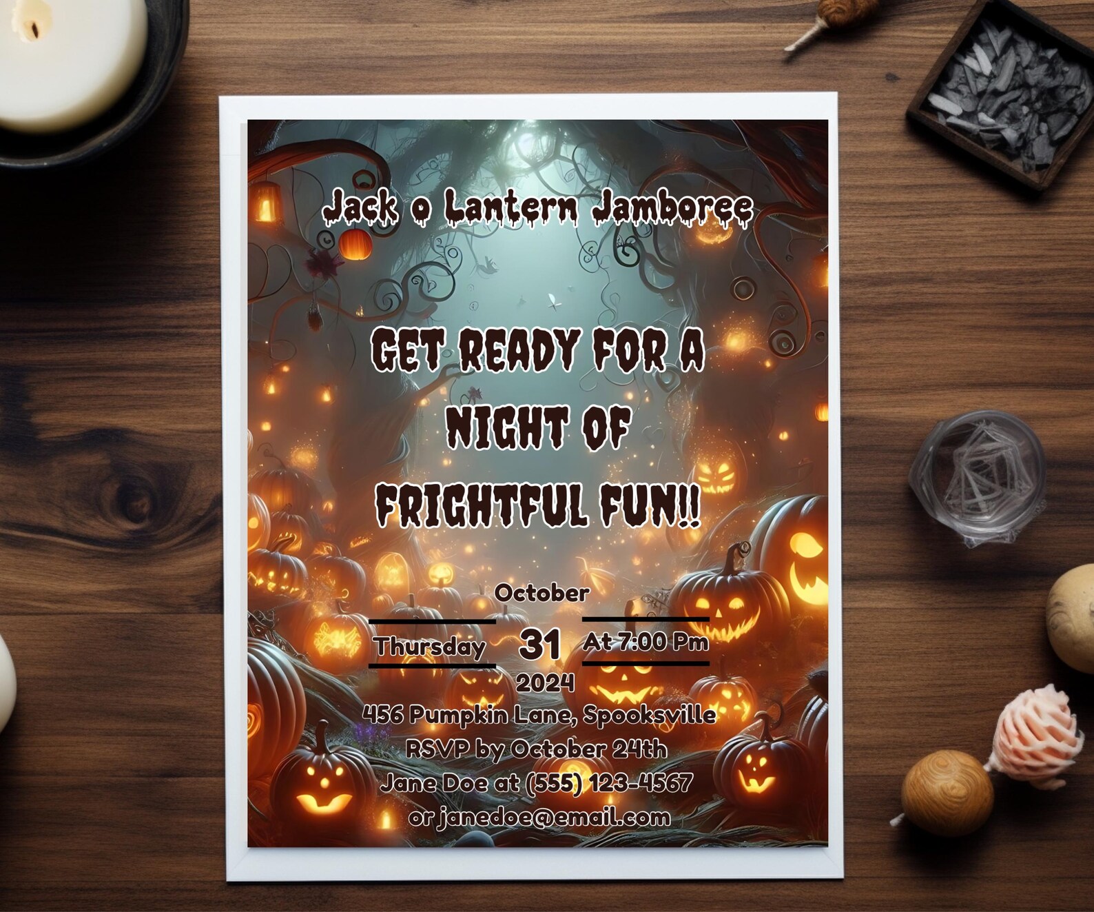 Editable Spooky Dark Forest With Jack O Lantern Jamboree Halloween ...