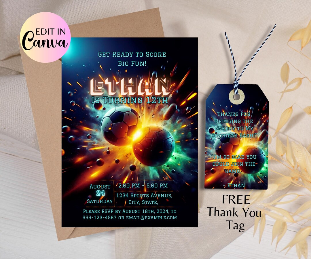 Soccer and Dodgeball Birthday Invitation Editable Sports Themed Party ...