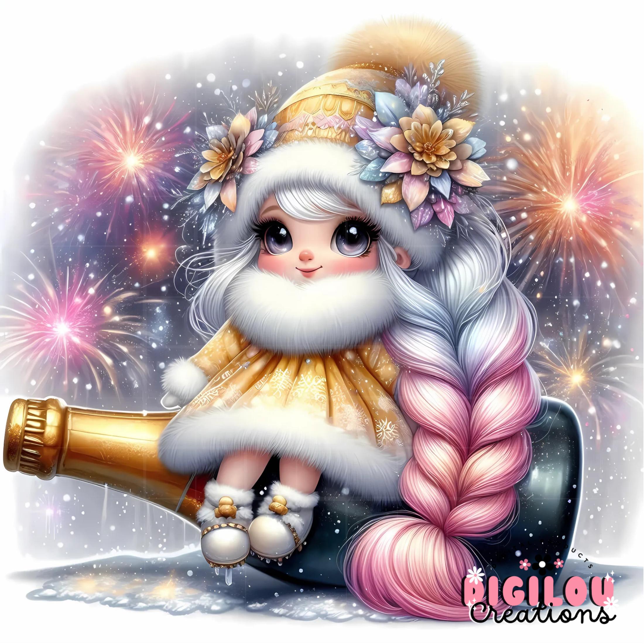 Gnome New Year Clipart 10 High-quality 300 DPI Jpegs Whimsical Winter ...