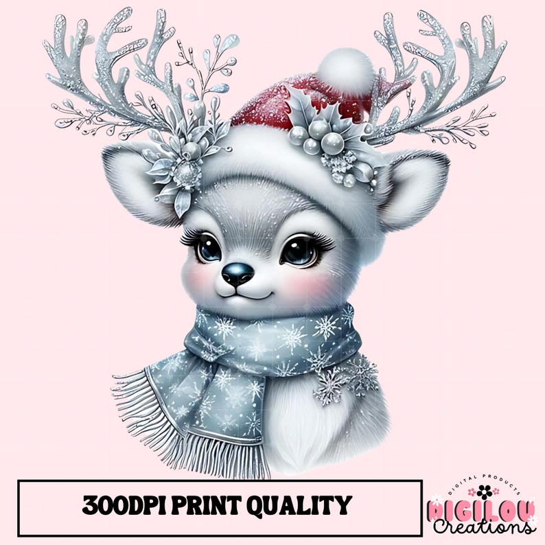 Winter Reindeer PNG Clipart | Set of 6 High-quality 300 DPI Images ...