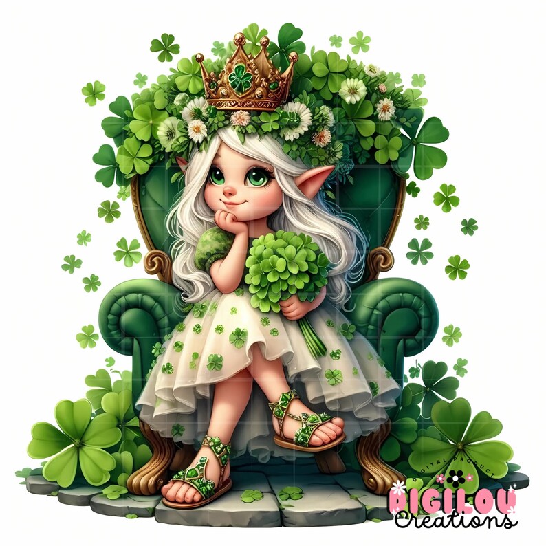 St Patrick Gnome Clipart | Clover Queen Gnomes | Set of 10 High Quality ...