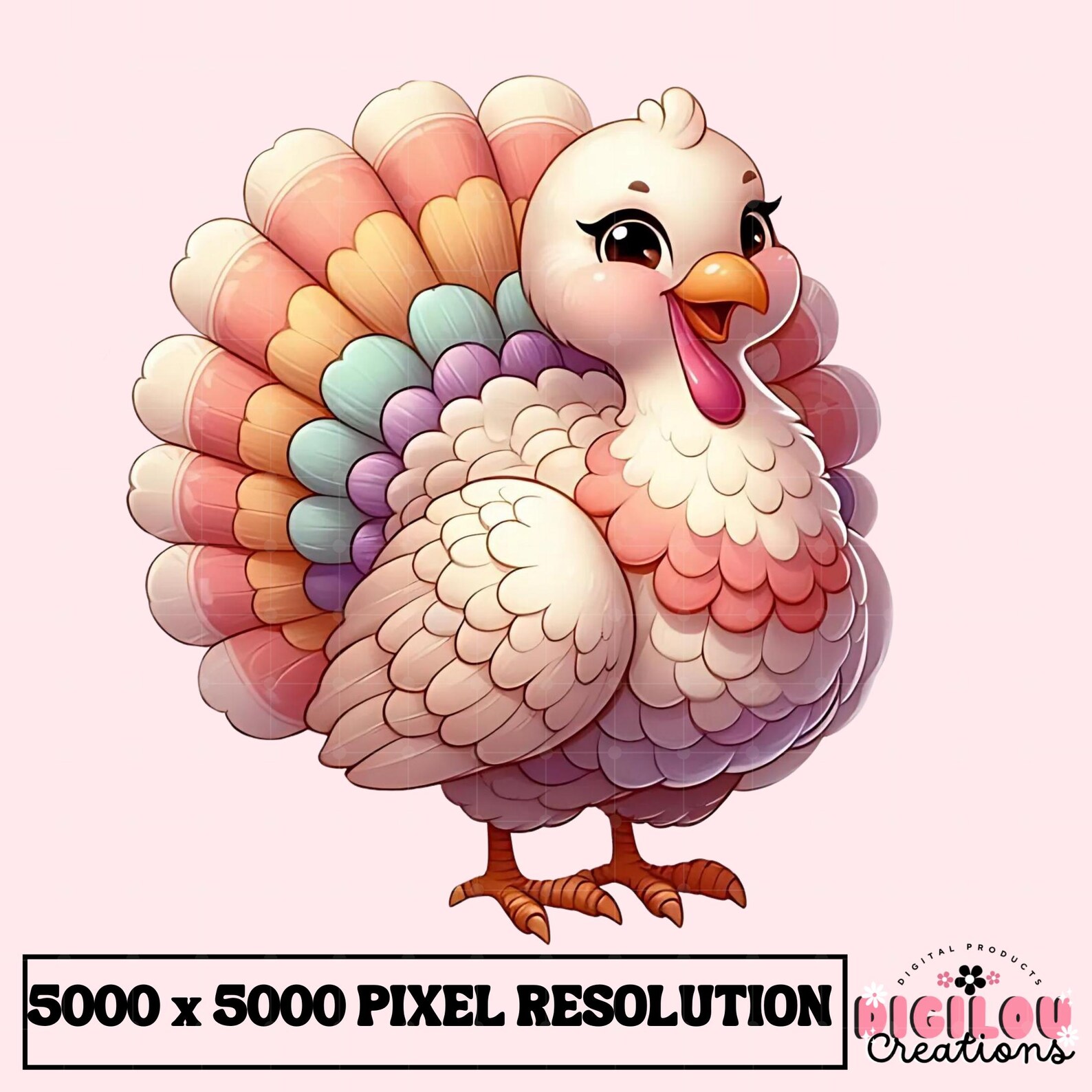 Retro Pastel Bohemian Turkey Clipart Set | 6 High-resolution Pngs ...