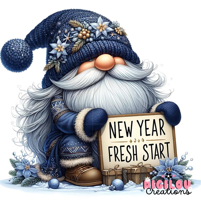 Watercolor Winter Gnome New Year Clipart 10 High-quality 300 DPI Jpegs ...