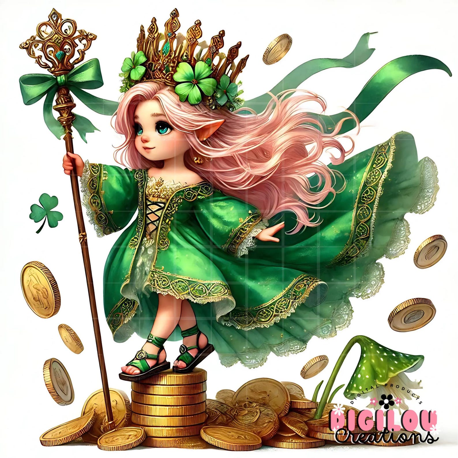 Saint Patrick Day Clipart | Irish Princess Gnomes | 10 High- Quality ...