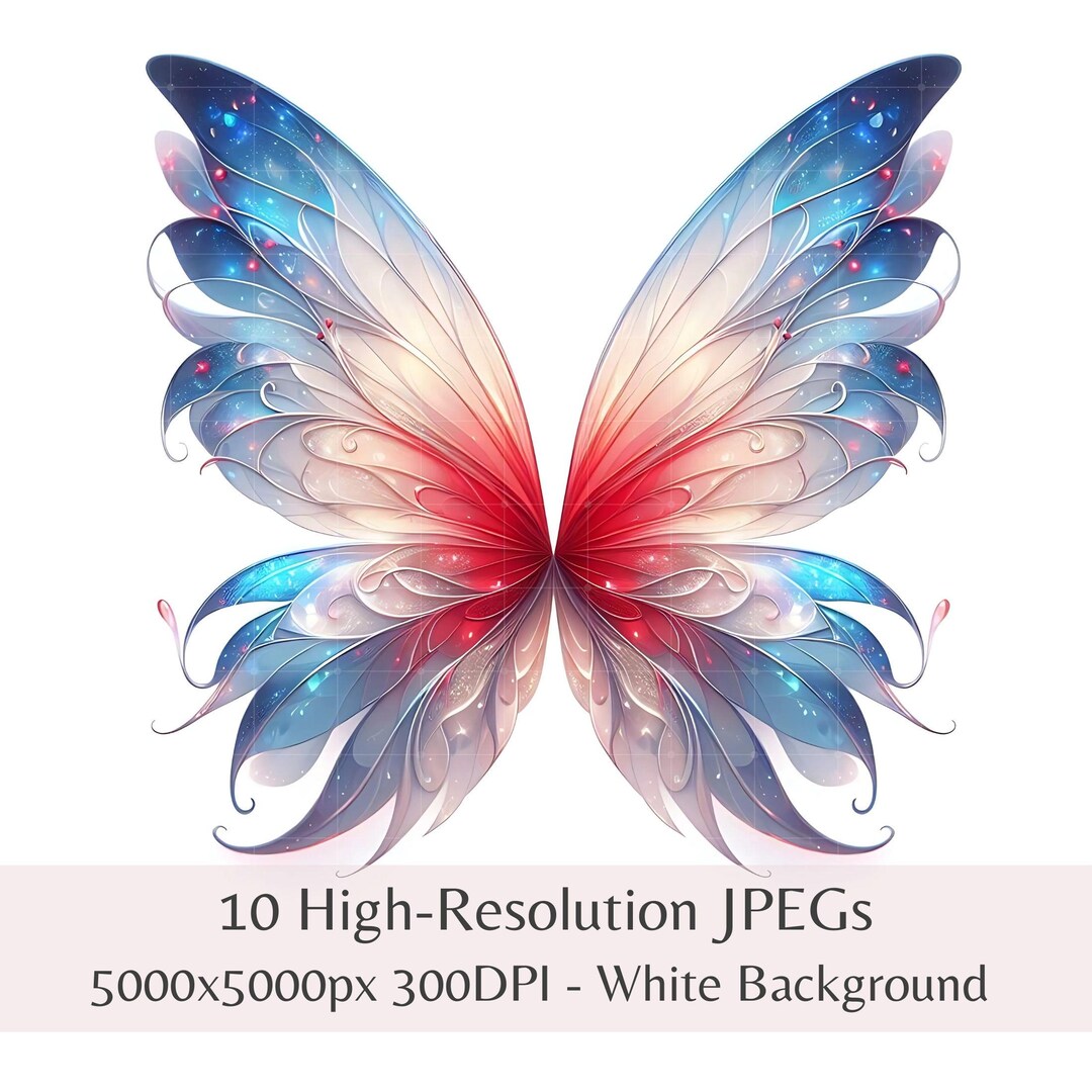 Fourth of July Fairy Wings Clipart, Patriotic Fantasy Wing Designs, 10 ...