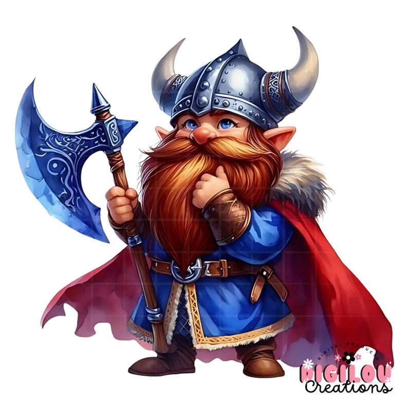 Viking Gnome Clipart - Mythology Gnome Art, 10 High-quality Jpegs ...