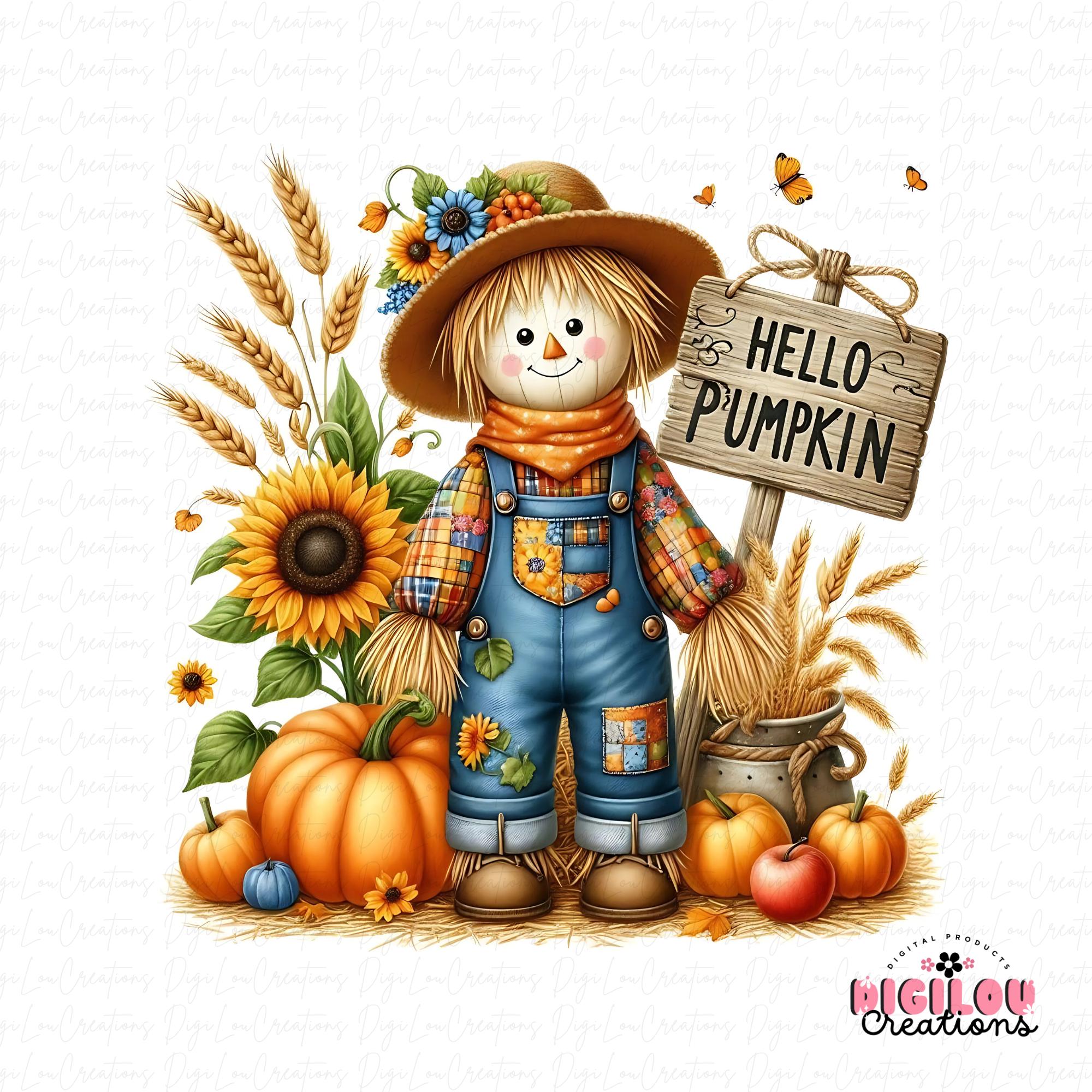 Watercolor Scarecrow Clipart: Autumn Signpost Art (digital Download ...