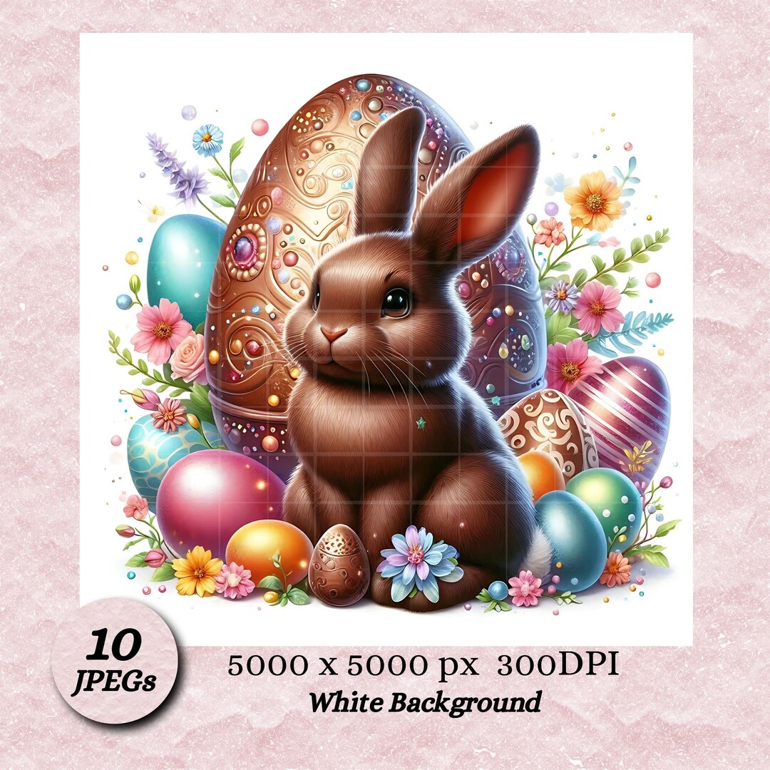 Bunny Easter Egg Clipart | Chocolate Bunny Design | 10 Jpegs Digital ...