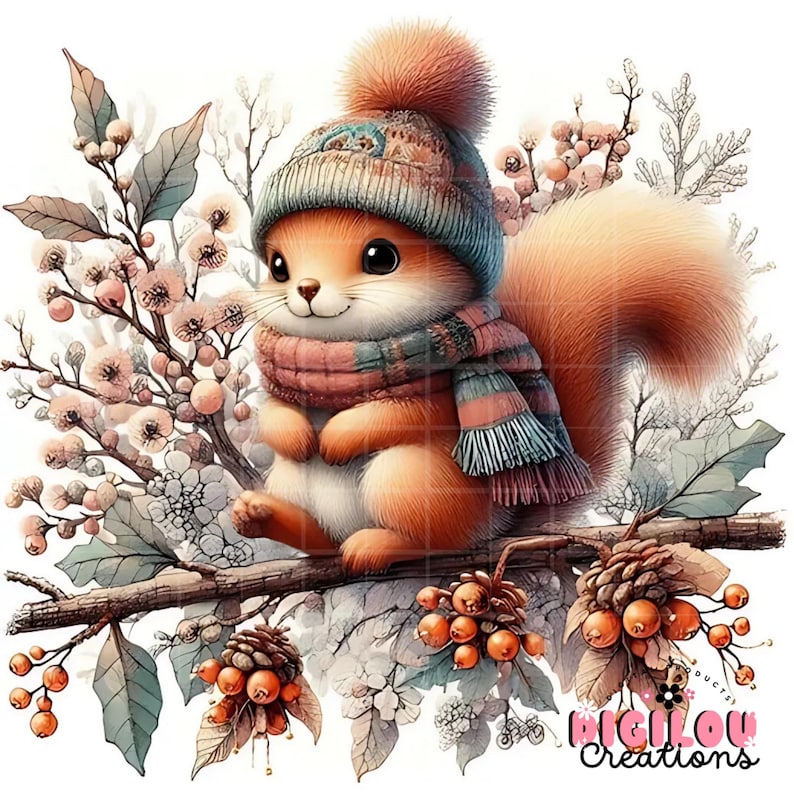 Winter Woodland Squirrel Clipart | 10 High-quality 300 DPI Jpegs ...