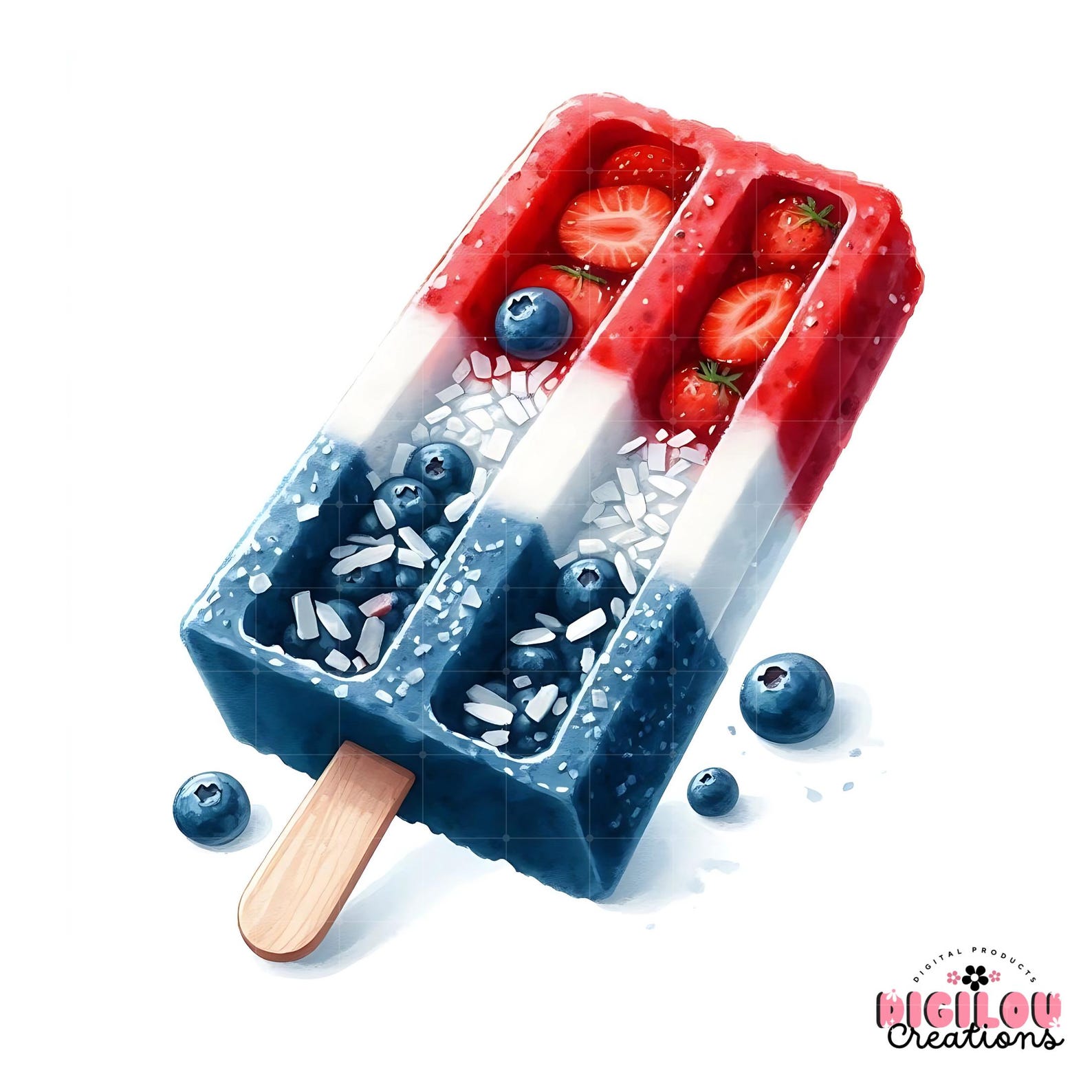 4th of July Popsicle Clipart Bundle – 10 Watercolor Patriotic Summer ...