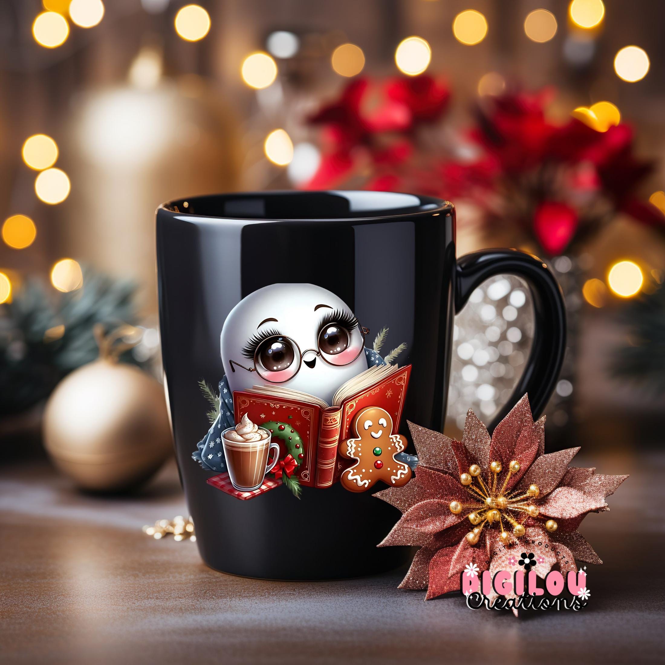 Christmas Ghost Reading PNG Clipart Set | 4 High Quality 300 DPI | Cute ...