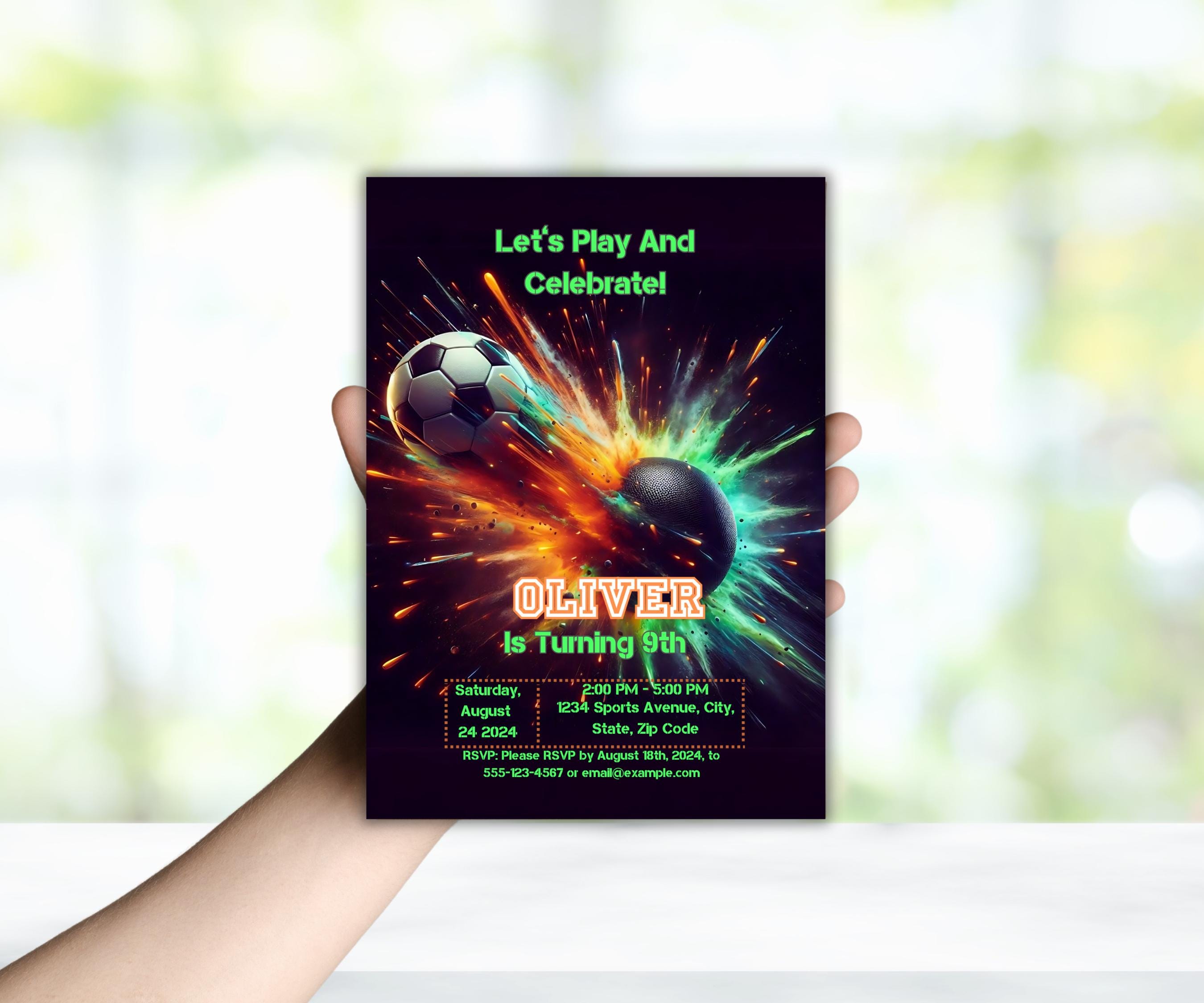 Editable Soccer and Dodgeball Birthday Invitation Boys Sports Themed ...
