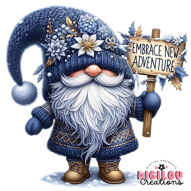 Watercolor Winter Gnome New Year Clipart 10 High-quality 300 DPI Jpegs ...