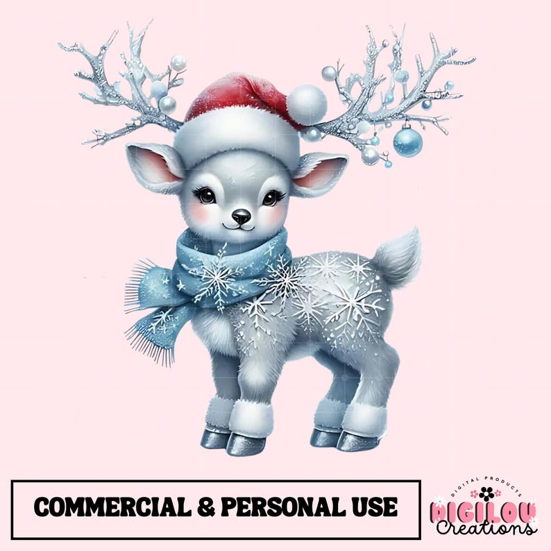 Winter Reindeer PNG Clipart | Set of 6 High-quality 300 DPI Images ...