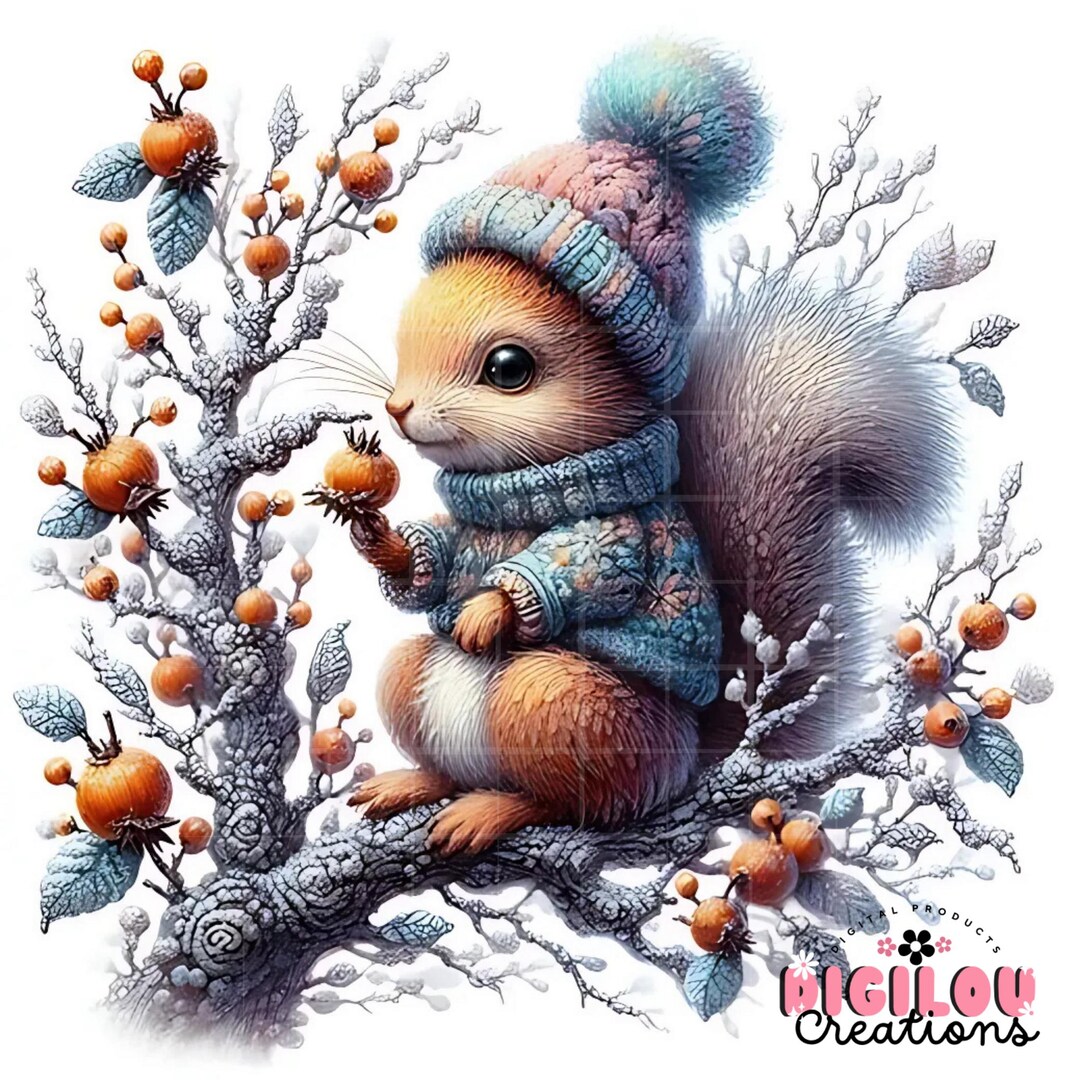 Winter Woodland Squirrel Clipart | 10 High-quality 300 DPI Jpegs ...