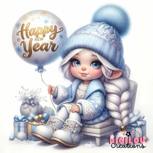 Winter Gnome New Year Clipart 10 High-quality 300 DPI Jpegs New Year ...