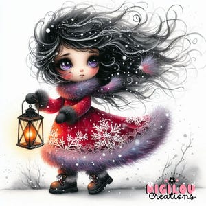 Watercolor Winter Girl Clipart 10 High-quality 300 DPI Jpegs Whimsical ...