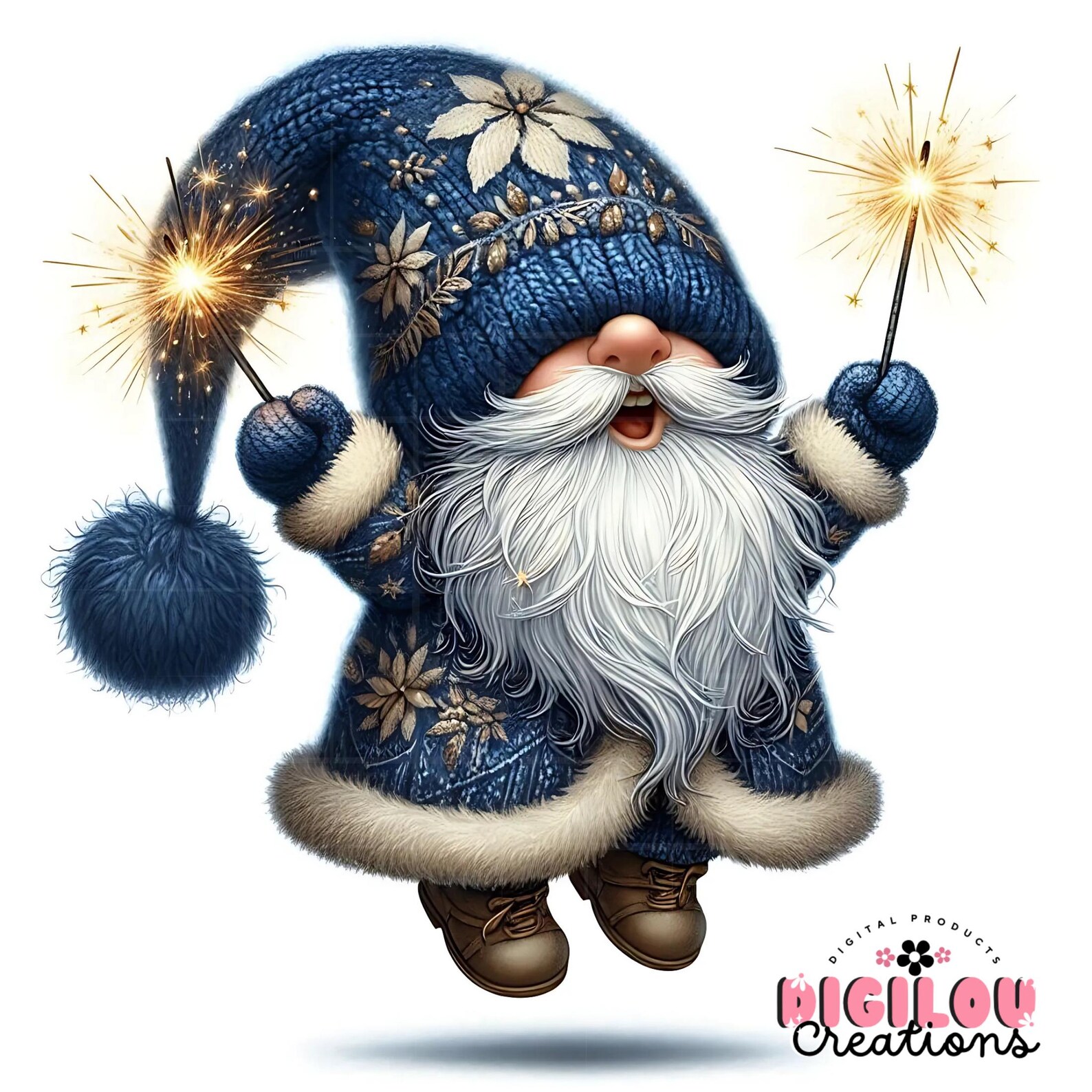 Watercolor Winter Gnome New Year Clipart 10 High-quality 300 DPI Jpegs ...