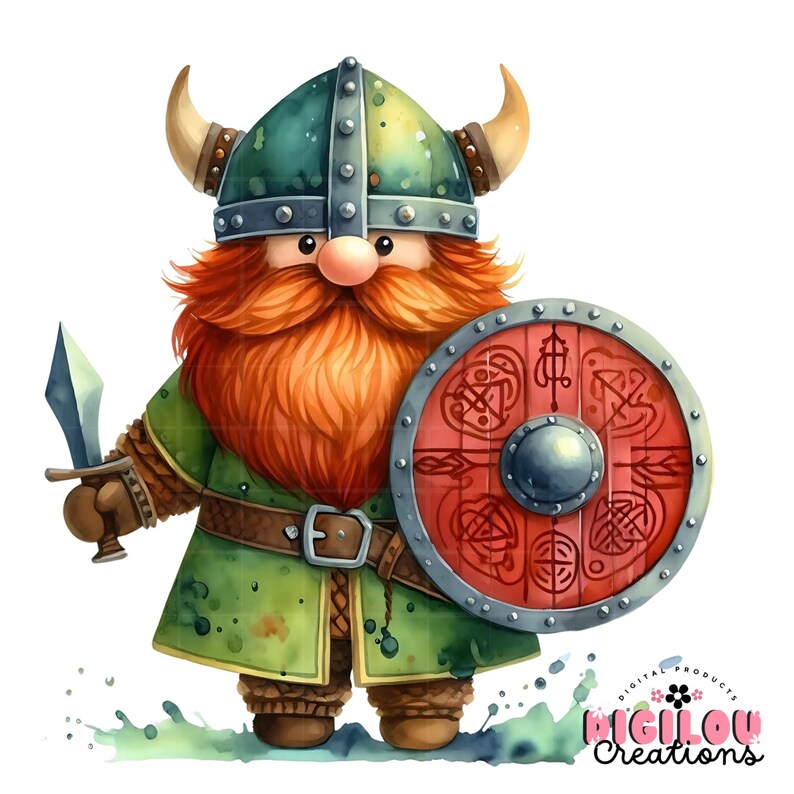 Viking Gnome Clipart, Mythological Norse Gnome, 10 High-res Jpegs ...