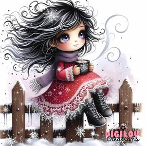 Watercolor Winter Girl Clipart 10 High-quality 300 DPI Jpegs Whimsical ...