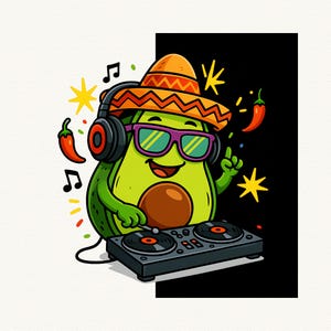 Cinco De Mayo Dj Avocado PNG, Watercolor Mexican Fiesta Clipart, Avocado Sublimation, Printable ...