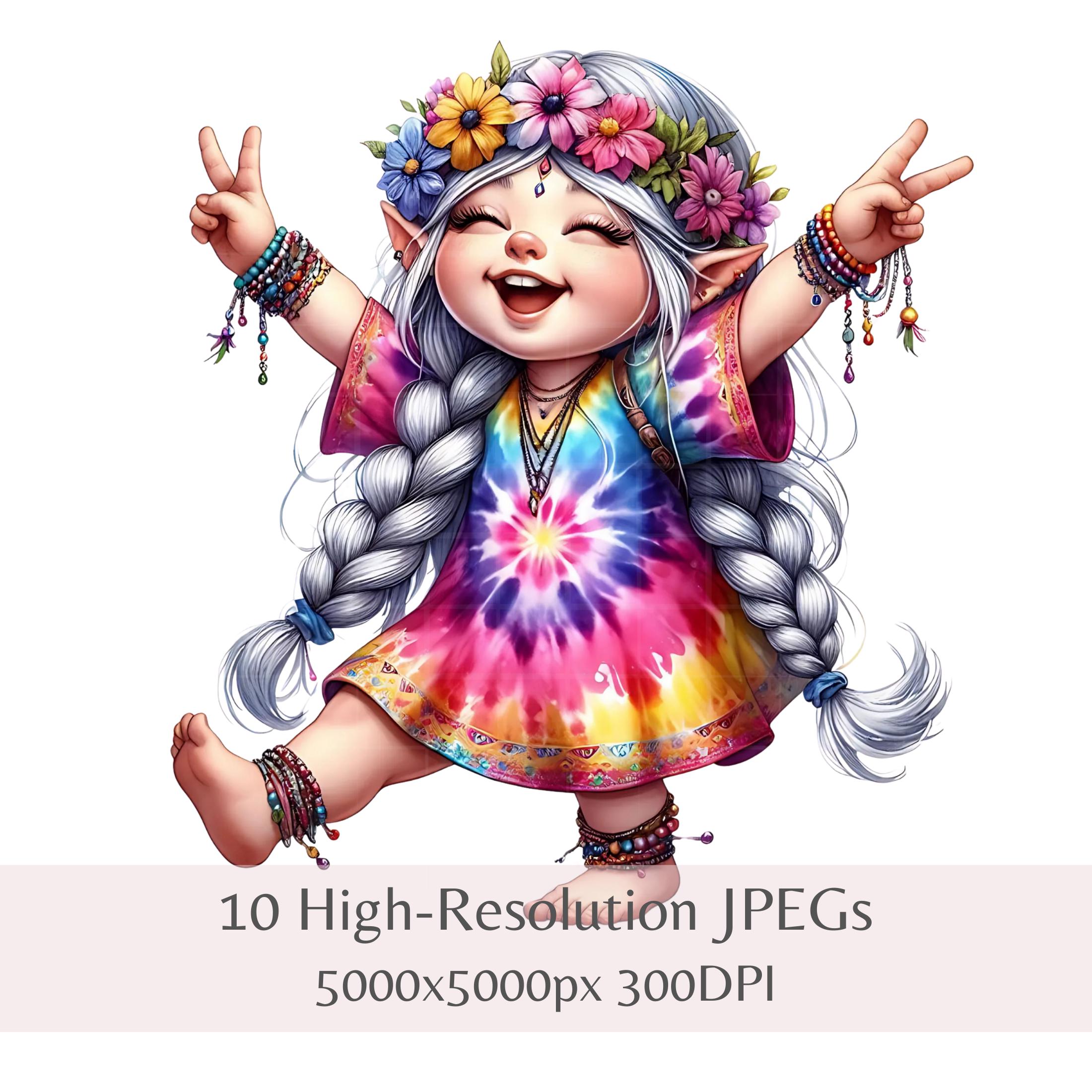 Groovy Hippie Gnome Clipart, Groovy Decor, 10 High-res Jpegs ...
