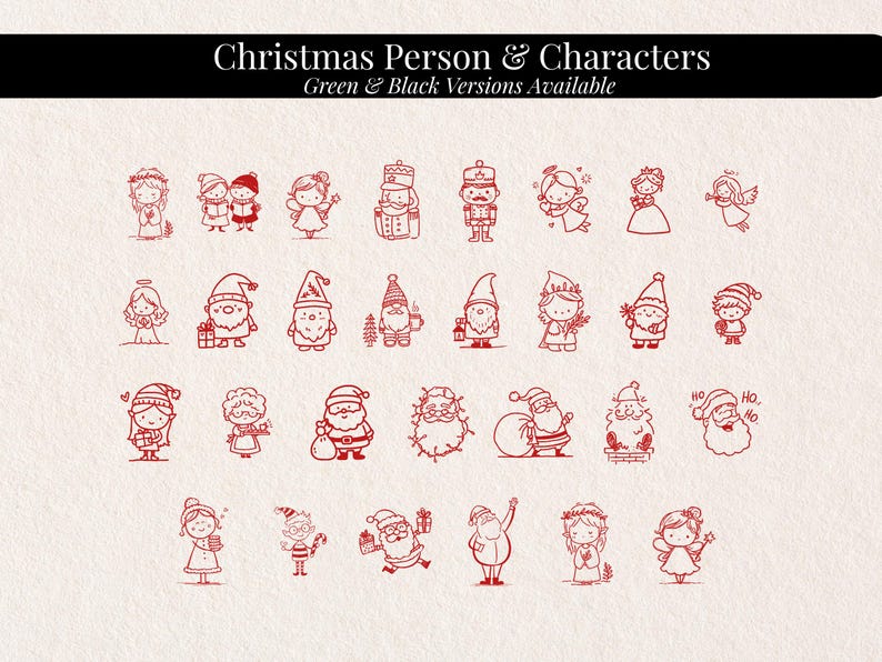 Christmas Hand Drawn Doodle PNG Clipart Bundle Festive Line Art ...