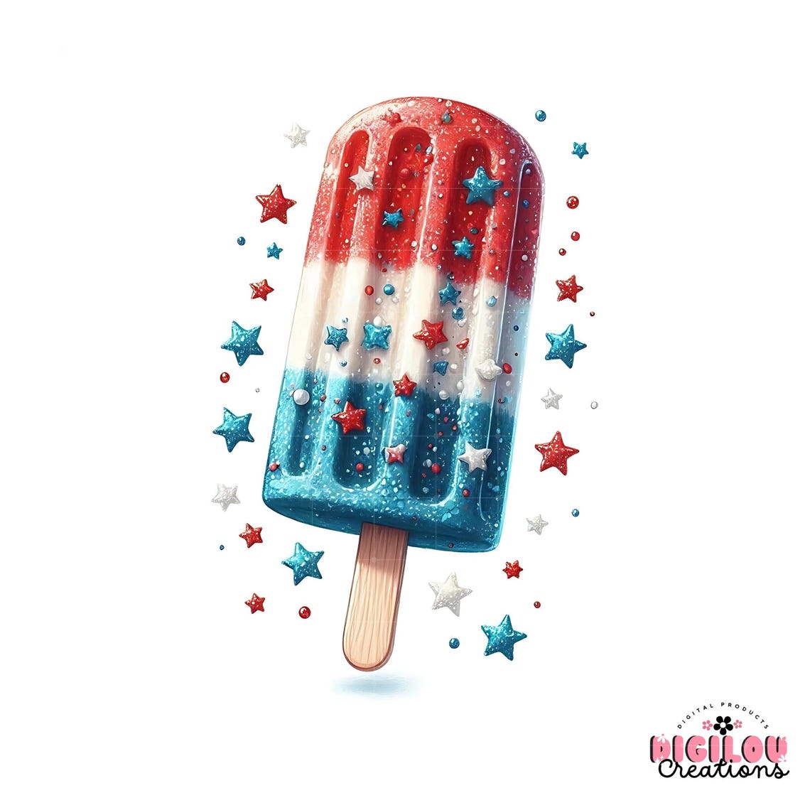 4th of July Popsicle Clipart Bundle – 10 Watercolor Patriotic Summer ...