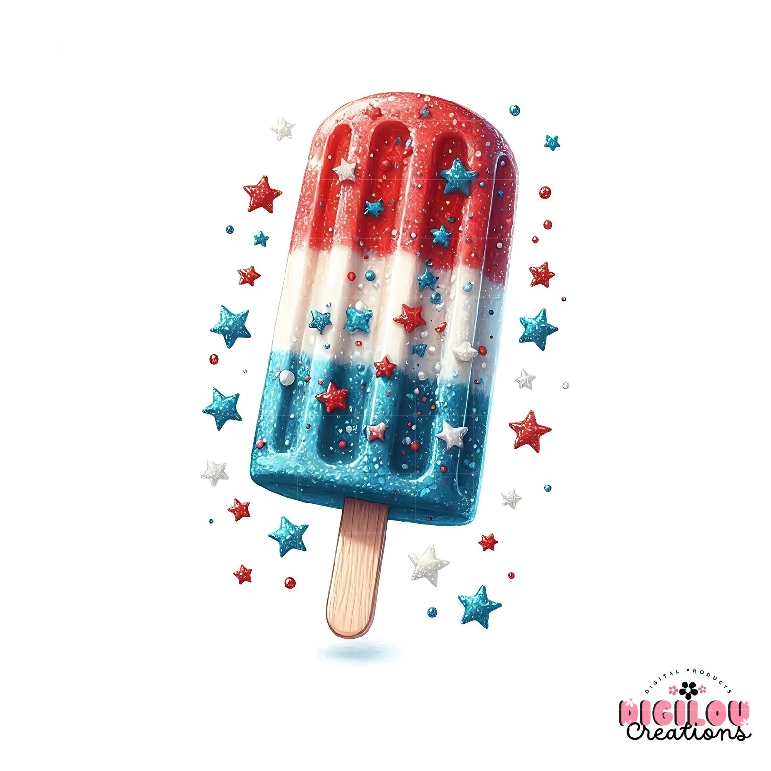 4th of July Popsicle Clipart Bundle – 10 Watercolor Patriotic Summer ...