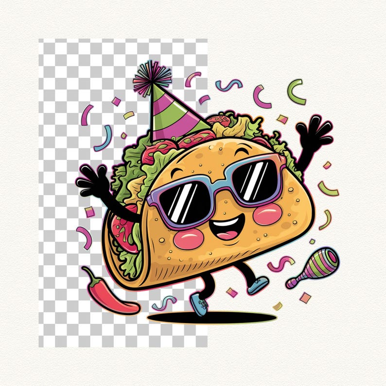 Cinco De Mayo Tacos Party PNG, Funny Mexican Food Clipart, Tacos ...