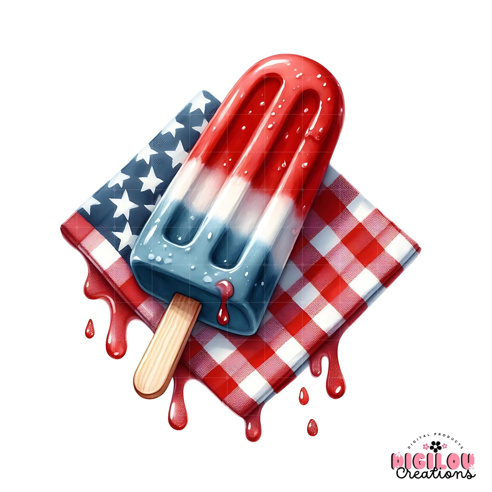 4th of July Popsicle Clipart Bundle – 10 Watercolor Patriotic Summer ...