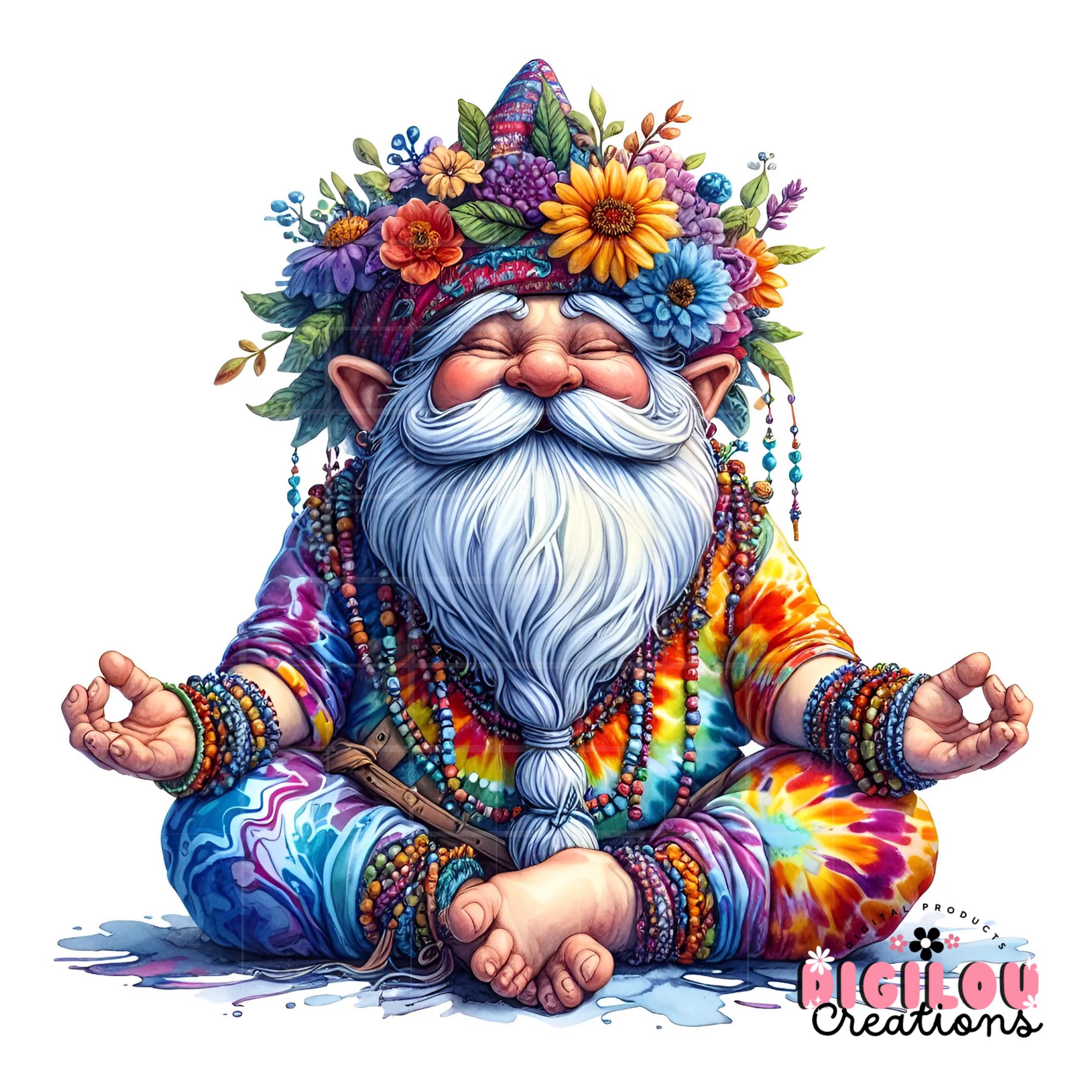 Groovy Hippie Gnome Clipart, 10 High-quality Jpegs, Watercolor Groovy ...
