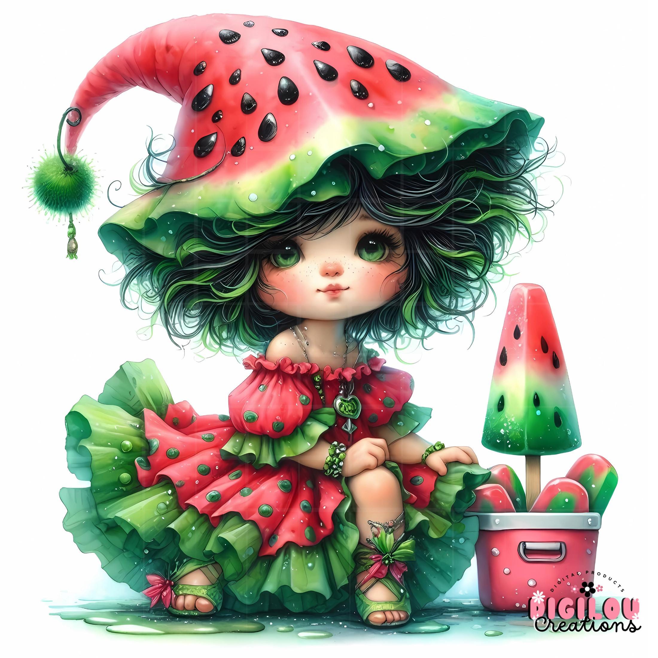 Watermelon Gnome Clipart: Summer Fruit Gnomes, Nursery Art (instant ...
