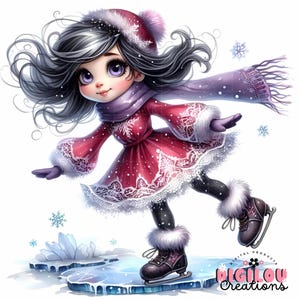 Watercolor Winter Girl Clipart 10 High-quality 300 DPI Jpegs Whimsical ...