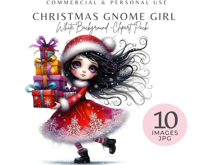 Winter Girl Clipart Cozy Christmas Cute Gnomes Snow Girl Holiday Art ...
