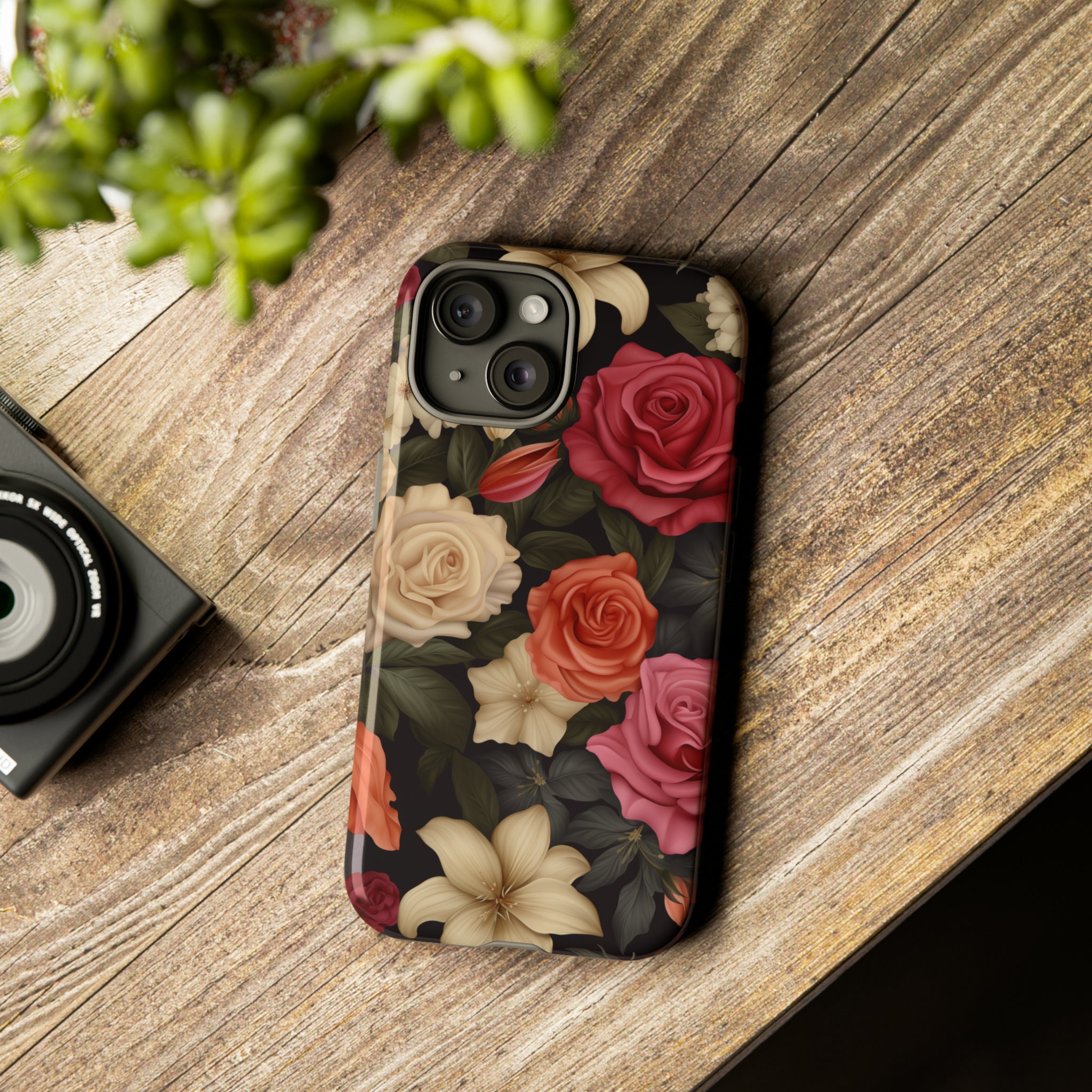 Hyper-realistic Roses & Flowers on Black Premium Custom Phone Case - Etsy