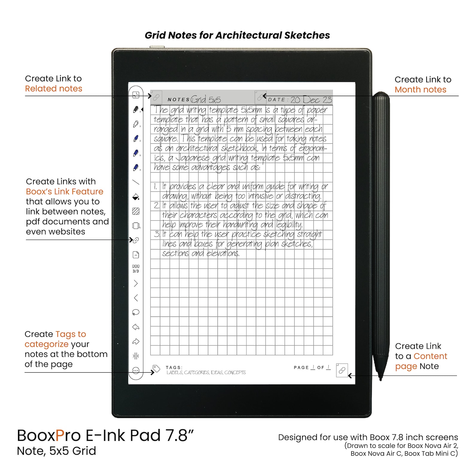 Onyx Boox 22-in-1 E-ink Pad Bundle Dynamic PNG Custom Templates for 7.8 ...