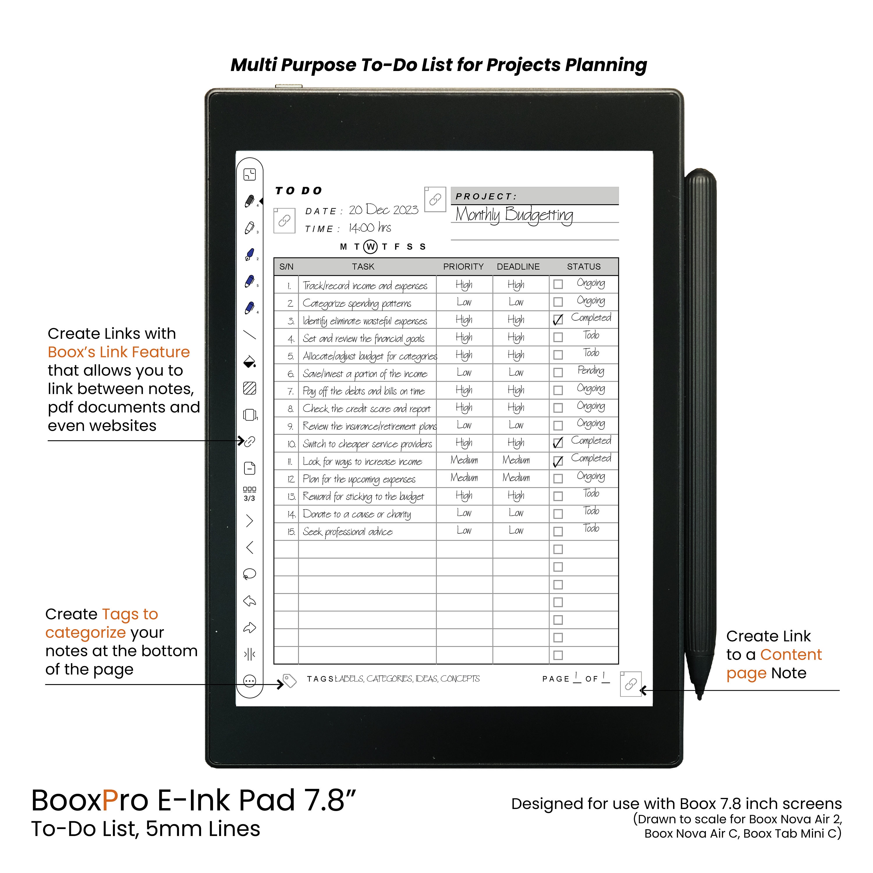 Onyx Boox 22-in-1 E-ink Pad Bundle Dynamic PNG Custom Templates for 7.8 ...