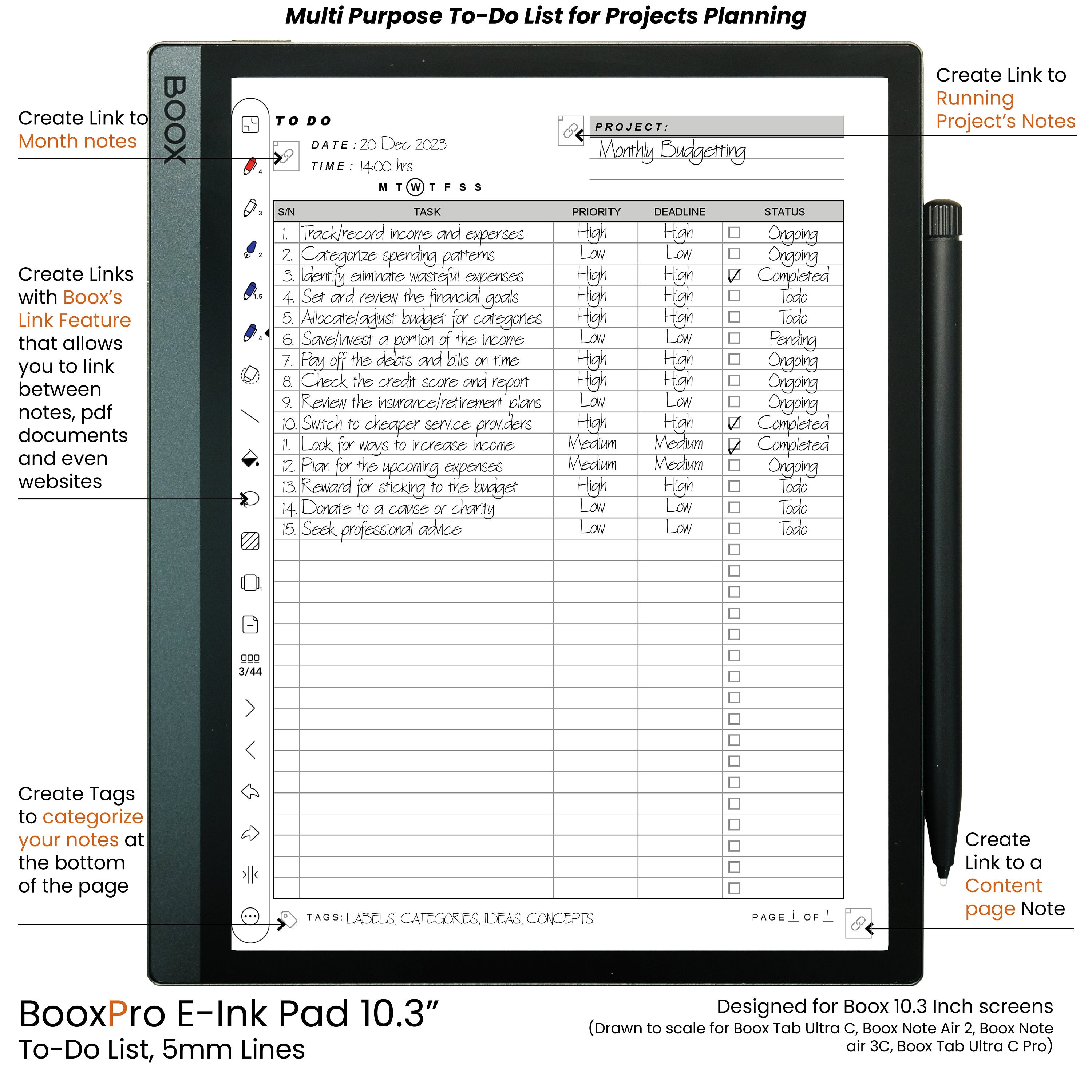 Onyx Boox 22-in-1 E-ink Pad Bundle Dynamic PNG Custom Templates for 10. ...