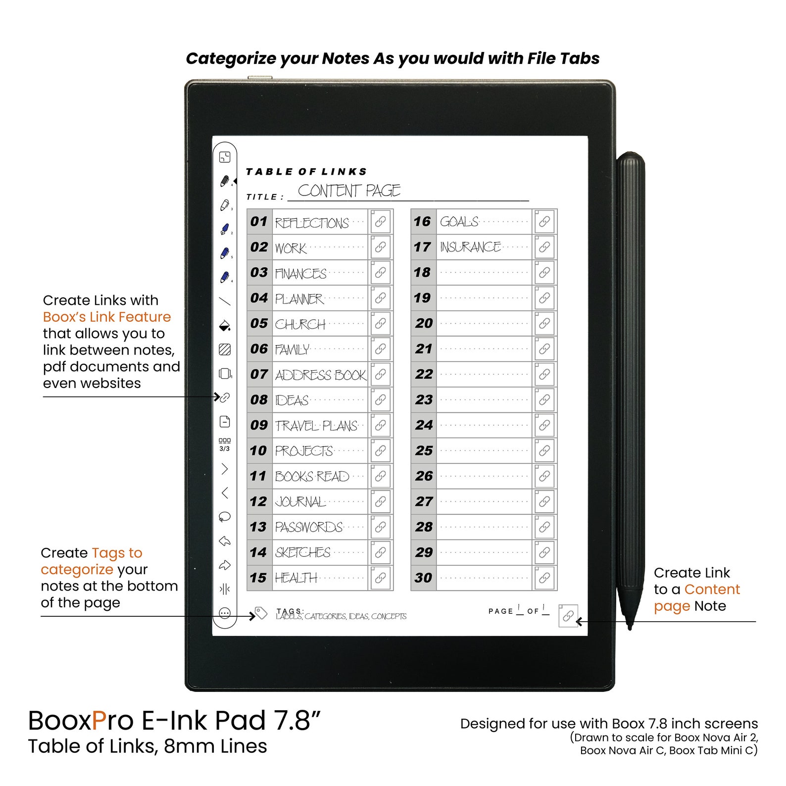 Onyx Boox 22-in-1 E-ink Pad Bundle Dynamic PNG Custom Templates for 7.8 ...